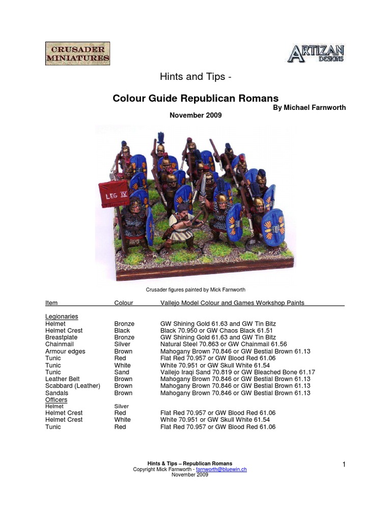 Colour Guide Republican Romans: Hints and Tips | PDF
