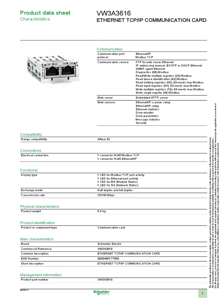 Placa de Rede - Inversor ATV 32 - VW3A3616 | PDF | Transmission Control ...