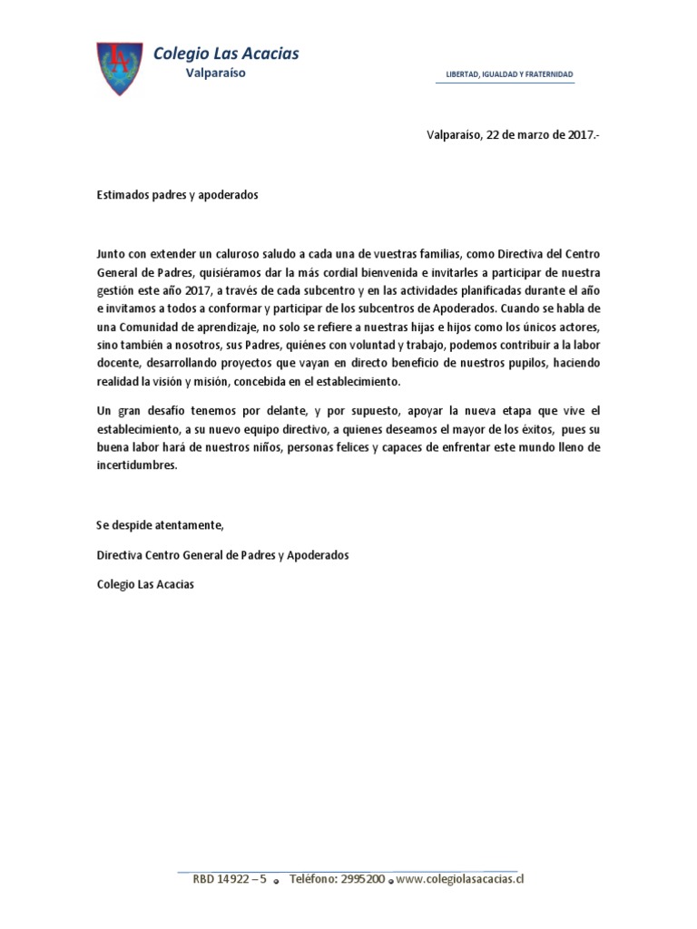 Carta De Bienvenida A La Escuela Para Los Padres De Parte Del Maestro