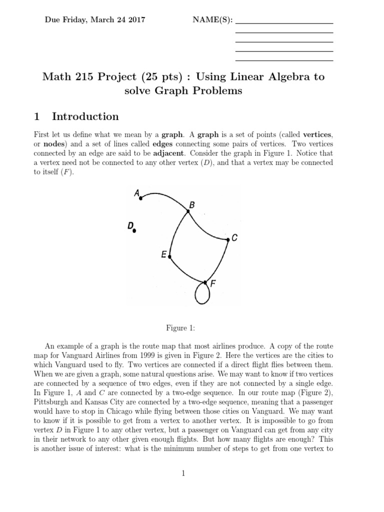 Using Linear Algebra To Solve Graph Problems | PDF | Vertex (Graph ... Using Linear Algebra To Solve Graph Problems | PDF | Vertex (Graph ...