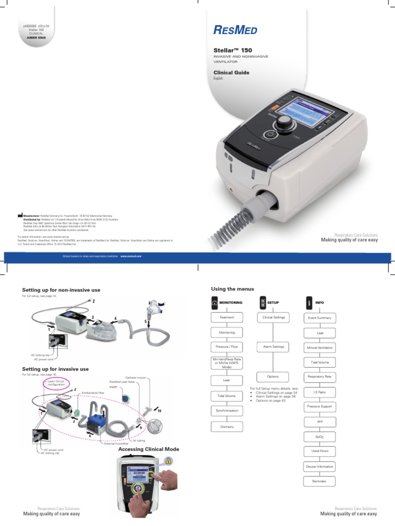 Stellar 150 Clinical Guide | PDF | Breathing | Pulmonology