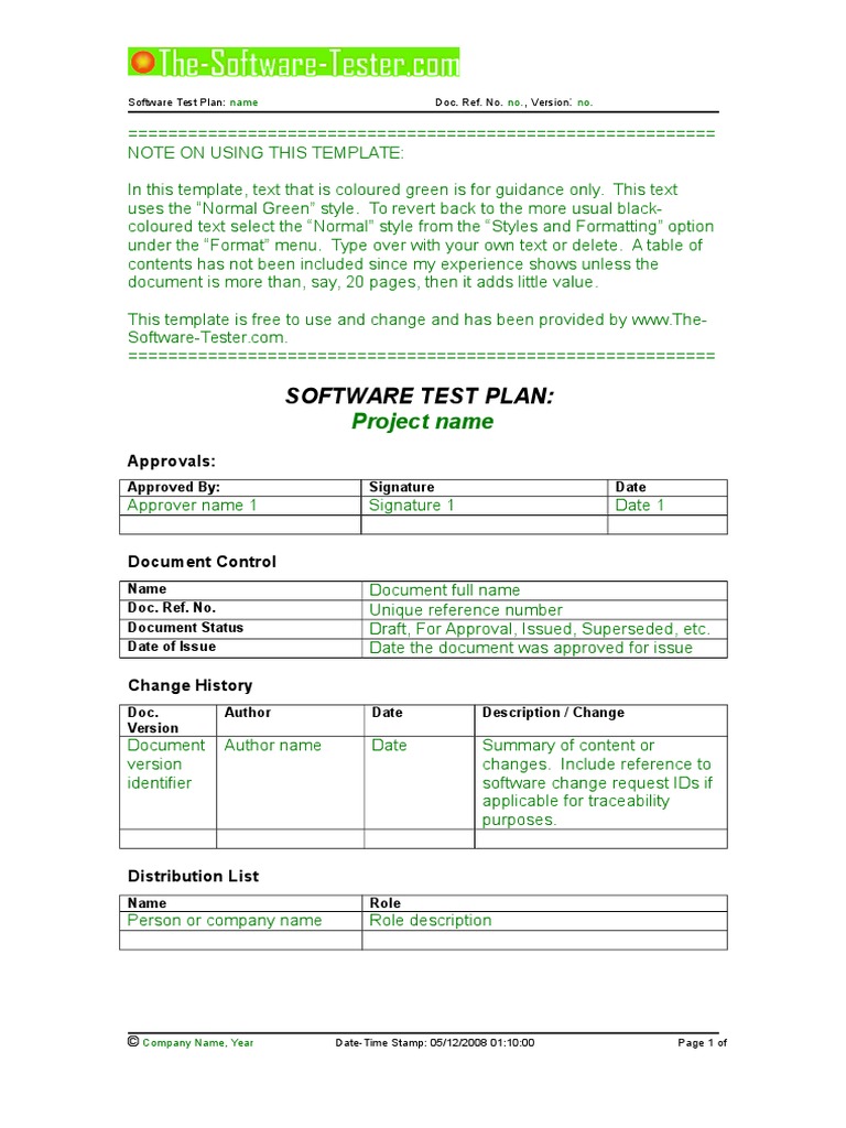 Software Test Plan Template | PDF | Software Testing | Unit Testing