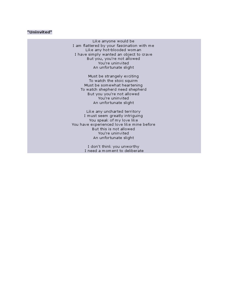 "Uninvited: A Poem of Intrigue and Rejection" | PDF