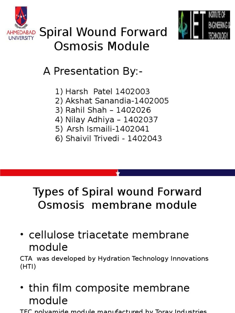 Spiral Wound Forward Osmosis Membrane Module | PDF | Membrane | Osmosis