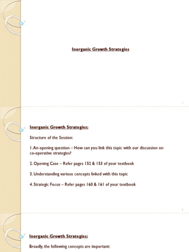 Inorganic Growth Strategies Overview | PDF | Mergers And Acquisitions ...