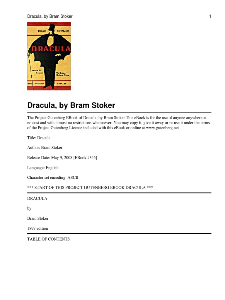 Dracula, by Bram Stoker 1 | PDF | Dracula | Bram Stoker