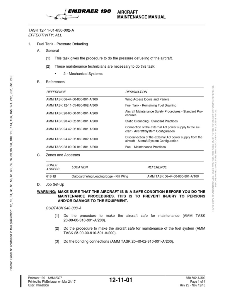 Pressure Defueling Procedure for E190 | PDF | Aerial Refueling | Pump