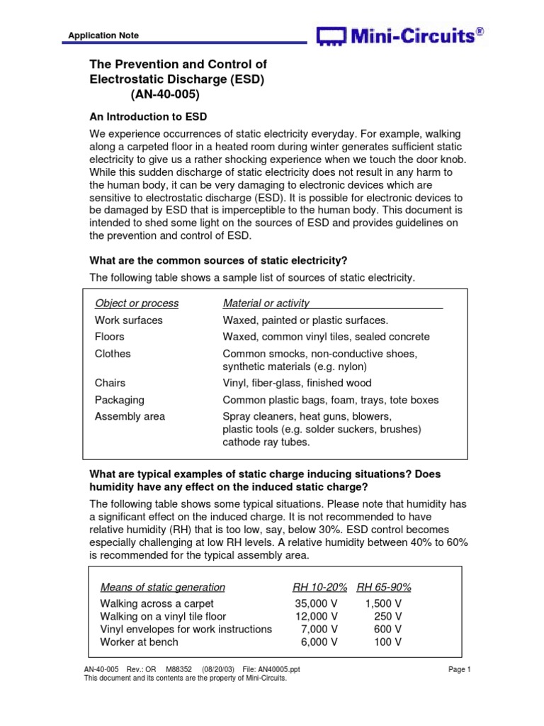 ESD Prevention and Control Guidelines | PDF | Electrostatic Discharge ...