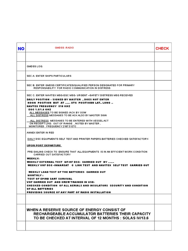Gmdss-Radio Log Instruction | PDF