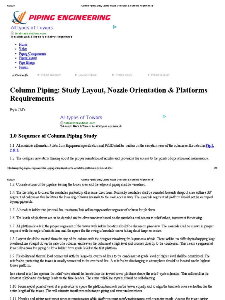 Column Piping_ Study Layout, Nozzle Orientation & Platforms ...