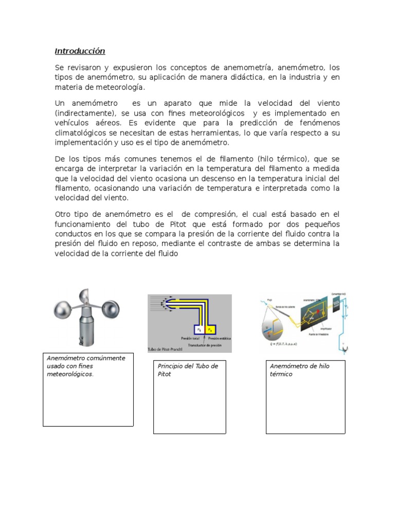 Practica 4 Anemometría | PDF | Velocidad del viento | Meteorología