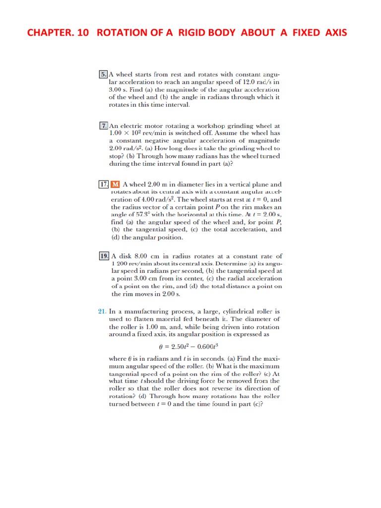 Problems - Rotation of A Rigid Body About A Fixed Axis | PDF