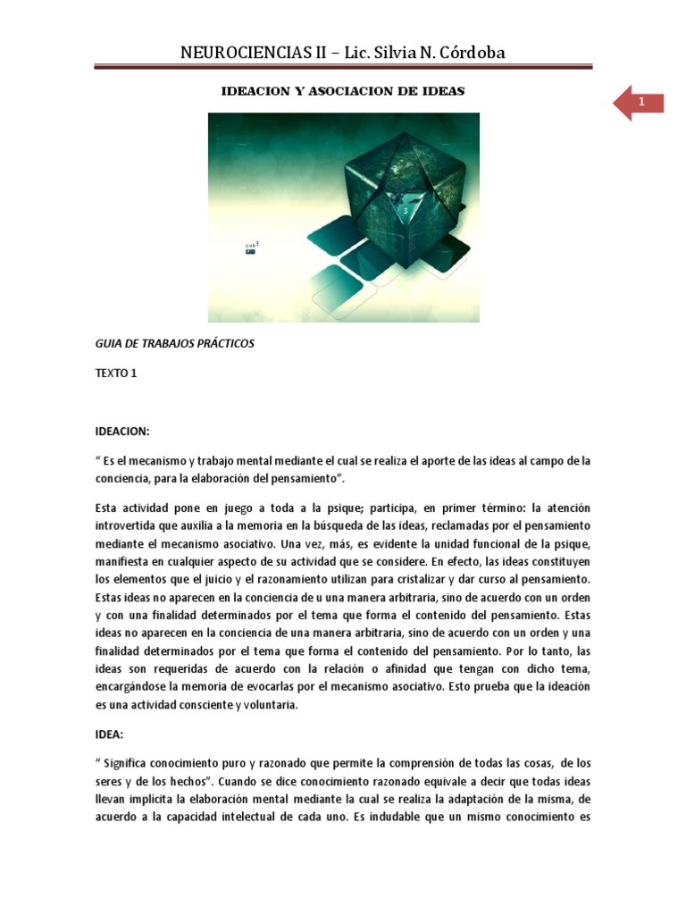 Ideación y Asociación de Ideas | PDF | Psique (psicología) | Conocimiento
