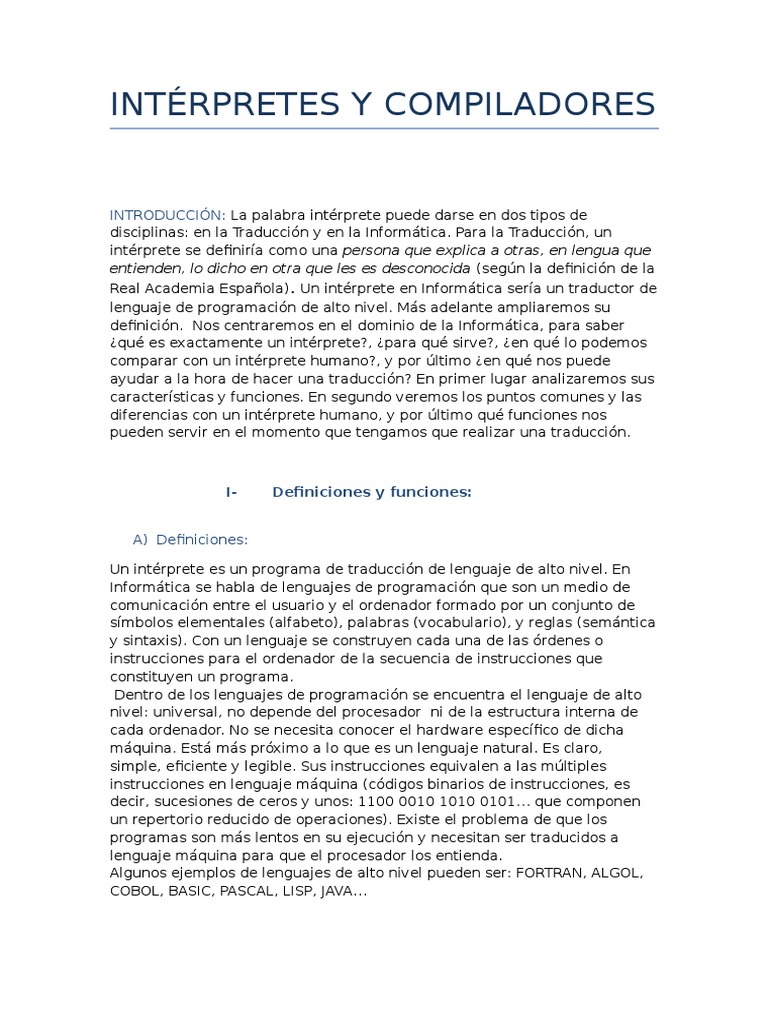 Interpretes y Compiladores | PDF | Compilador | Programa de computadora