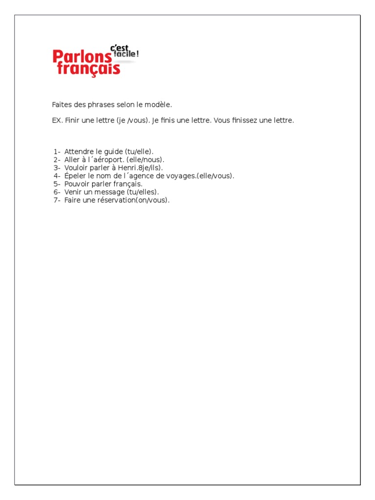 Faites Des Phrases Selon Le Modèle