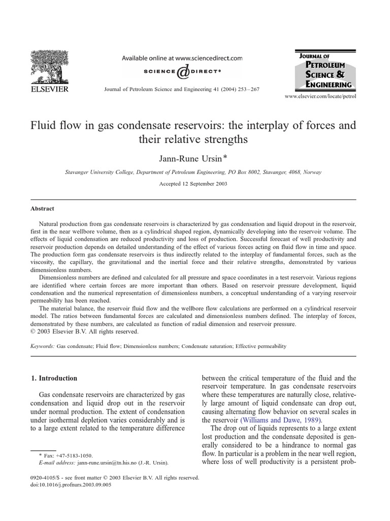 Fluid Flow in Gas Condensate Reservoirs: The Interplay of Forces and ...