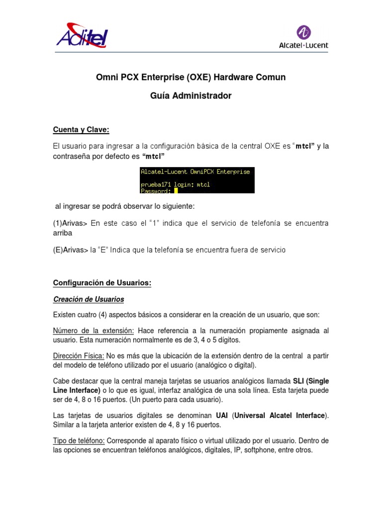 OXE Guia Admin | PDF | Teléfono | Tecnología digital