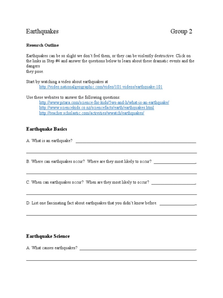 Understanding Earthquakes: A Research Guide | PDF