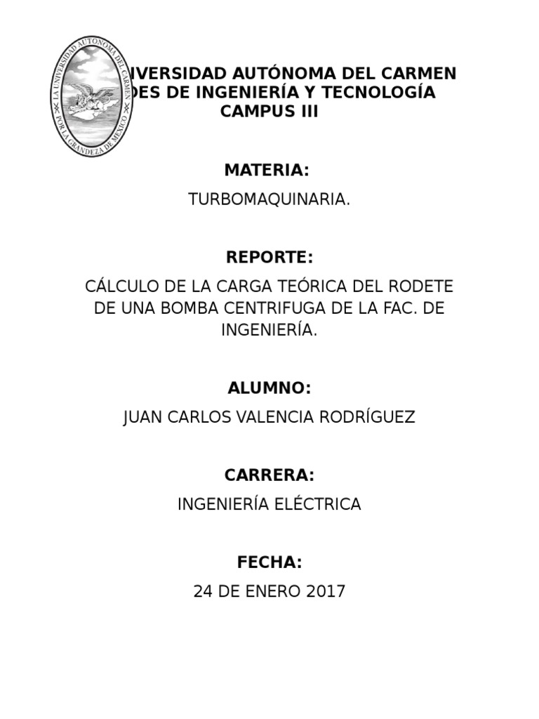 Calculo de La Altura Hidraulica Del Rodete de Una de Flujo Radial | PDF ...