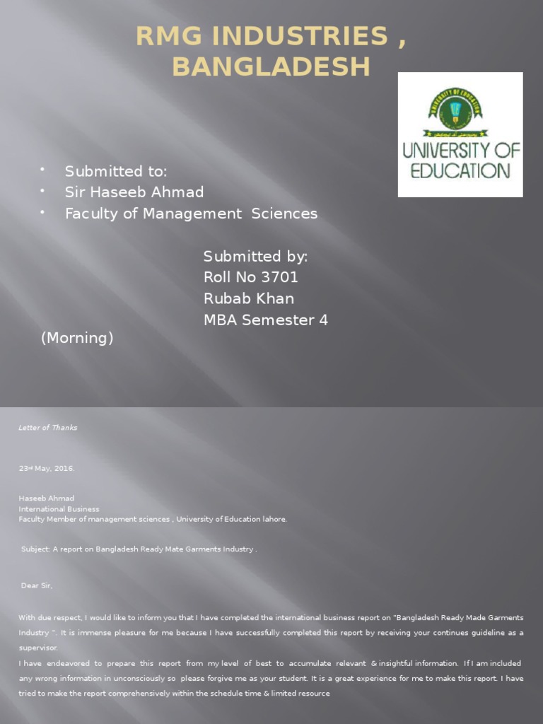 Analysis of RMG Industry, Bangladesh | PDF | Supply Chain | Swot Analysis