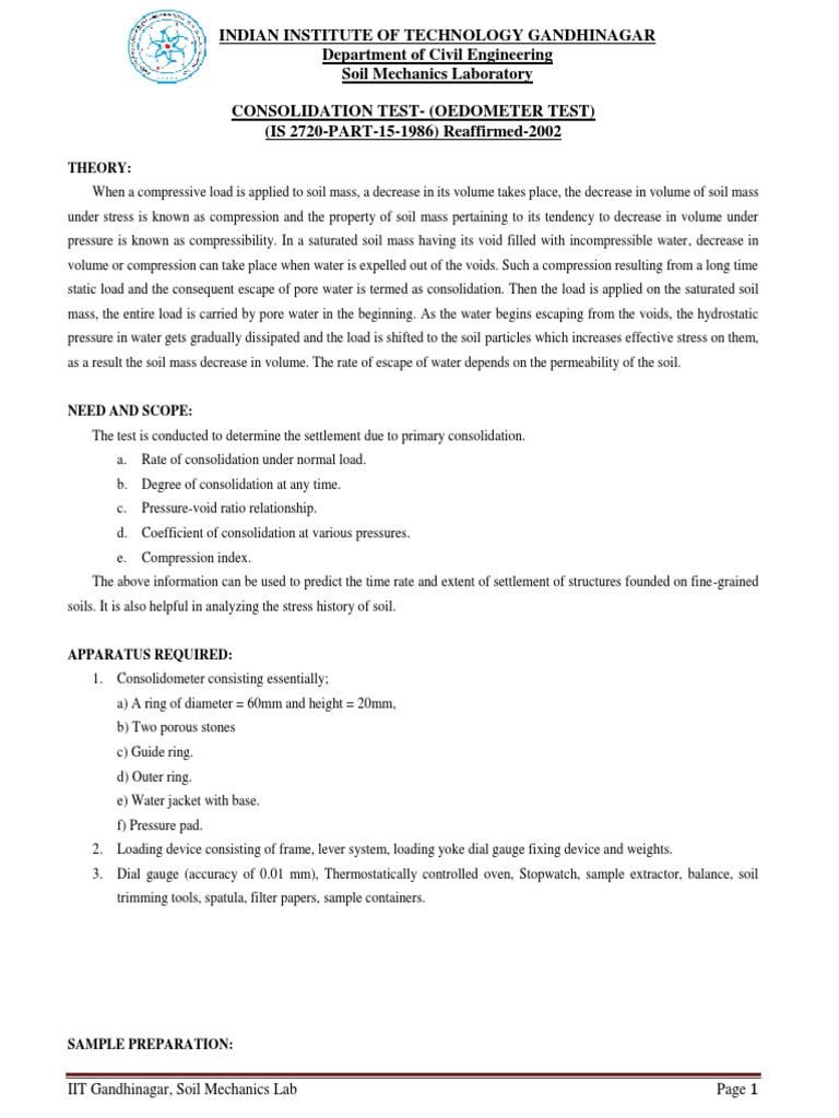CONSOLIDATION TEST Lab Manual PDF | PDF