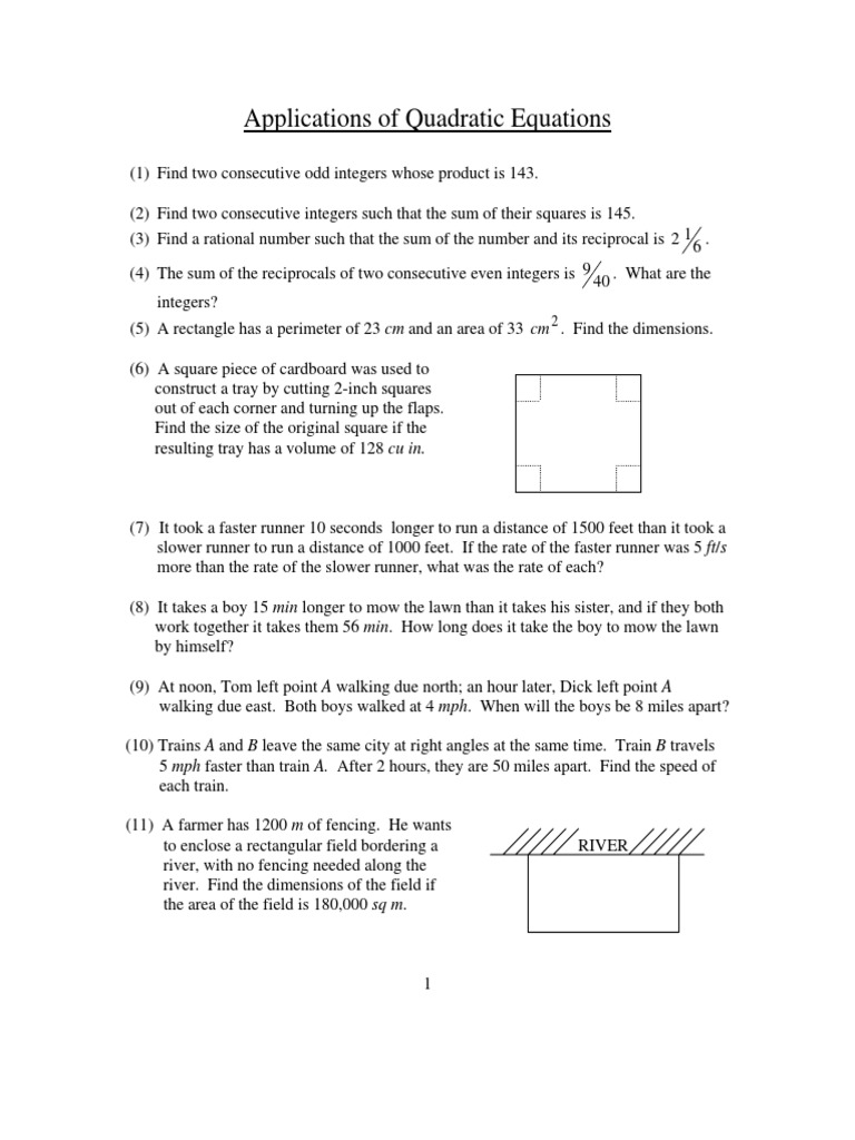 Applications of Quadratic Equations PDF | PDF | Rectangle | Teaching ...