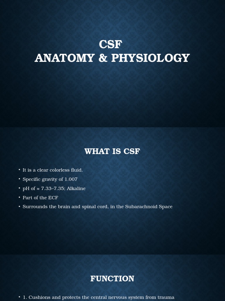 CSF Anatomy & Physiology | PDF | Cerebrospinal Fluid | Animal Anatomy