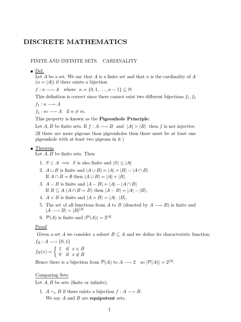 Notes On Cardinality | PDF | Numbers | Logic