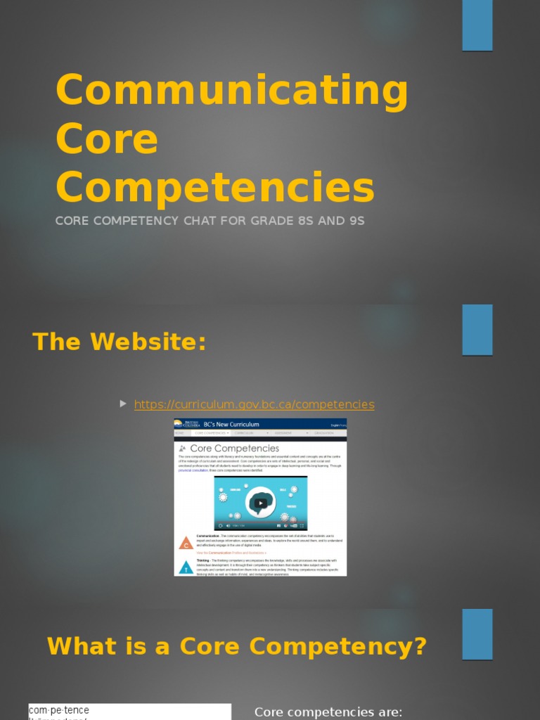 Communicating Core Competencies: Core Competency Chat For Grade 8S and ...