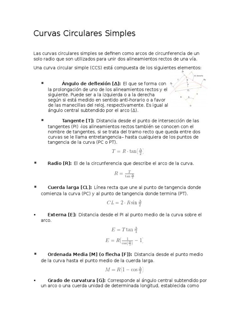 Curvas Circulares Simples Marco Teórico | PDF | Longitud | Curva