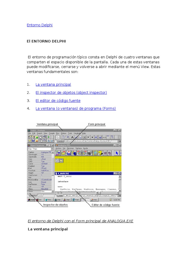 Entorno Delphi | PDF | Ventana (informática) | Programa de computadora