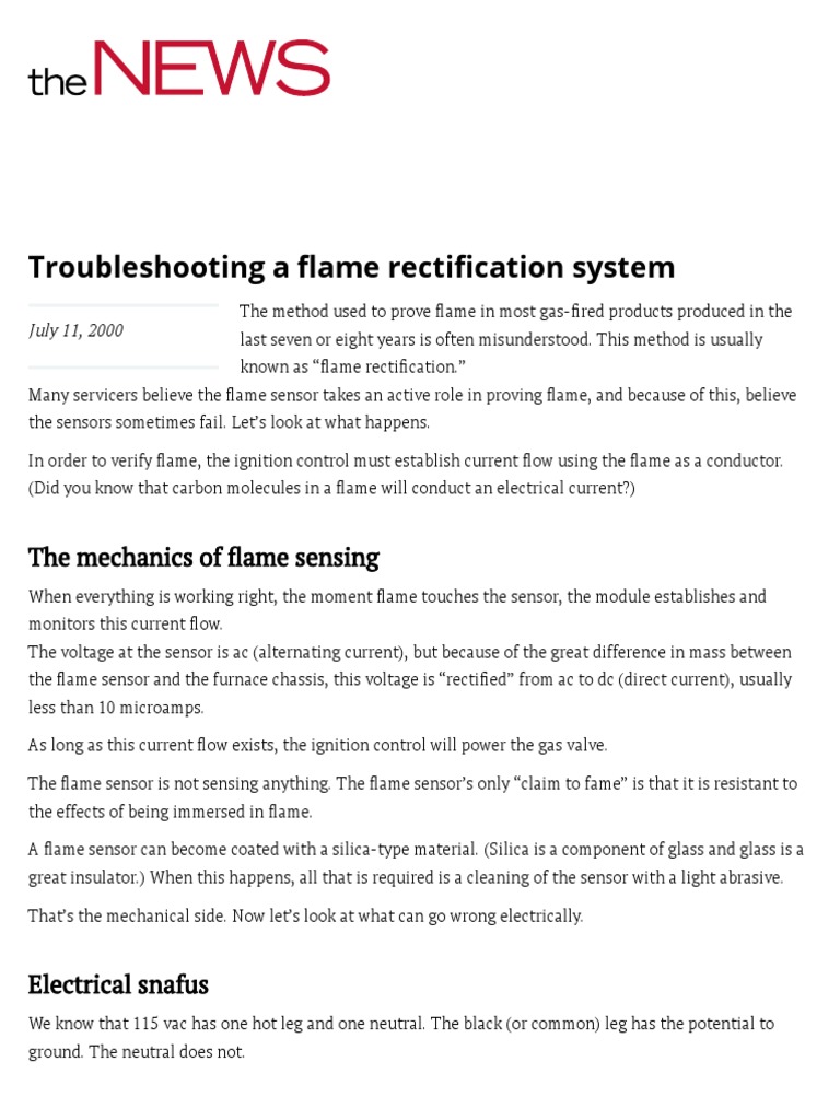 Troubleshooting a Flame Rectification System | Alternating Current ...