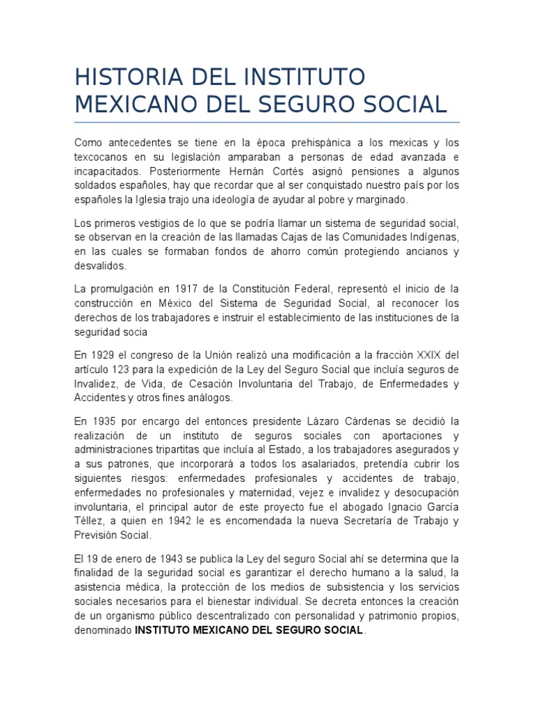 Historia del IMSS en México | PDF | Gobierno | Economias