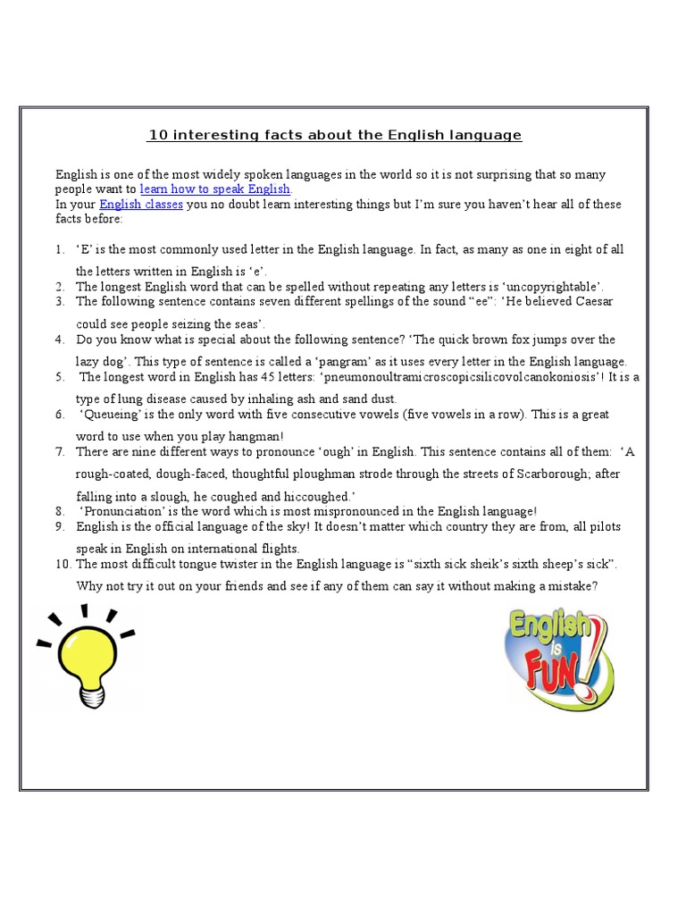 10 Interesting Facts About The English Language | PDF