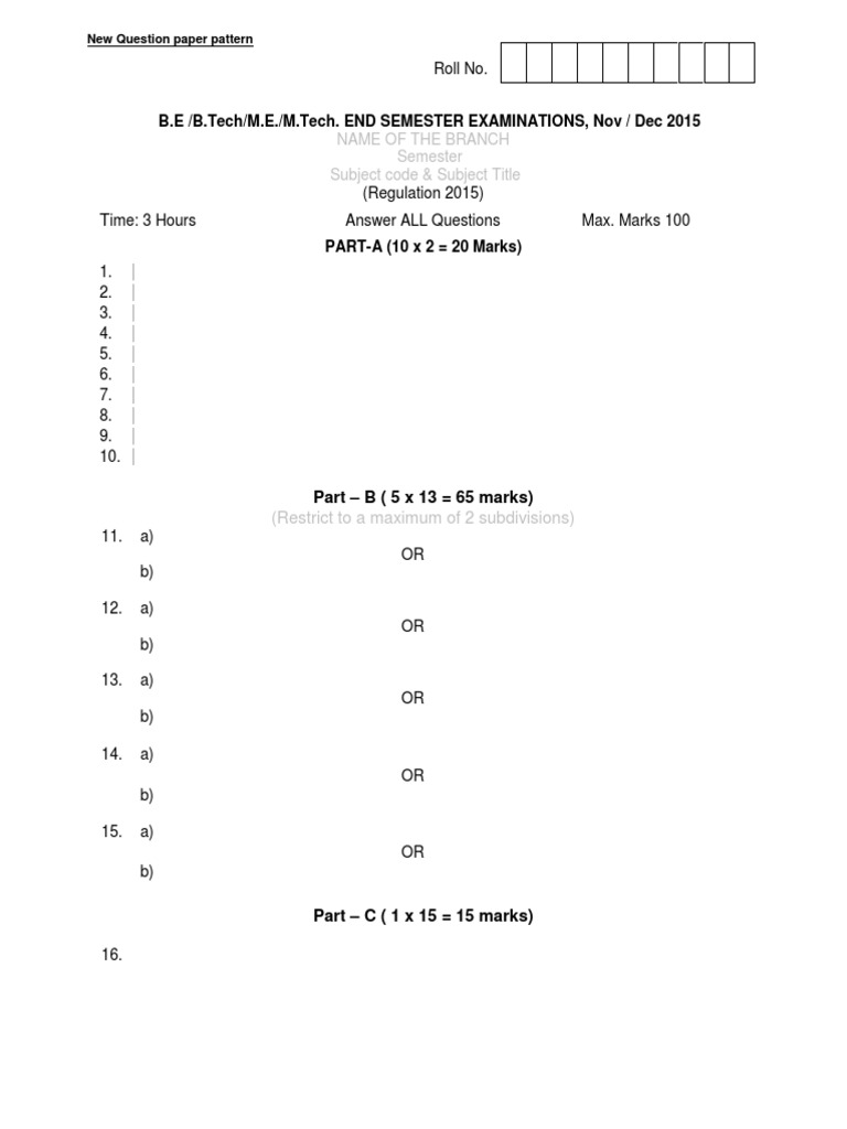 Isem QP Pattern PDF | PDF