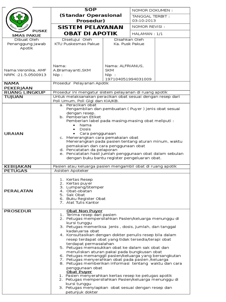 SOP Apotik | PDF
