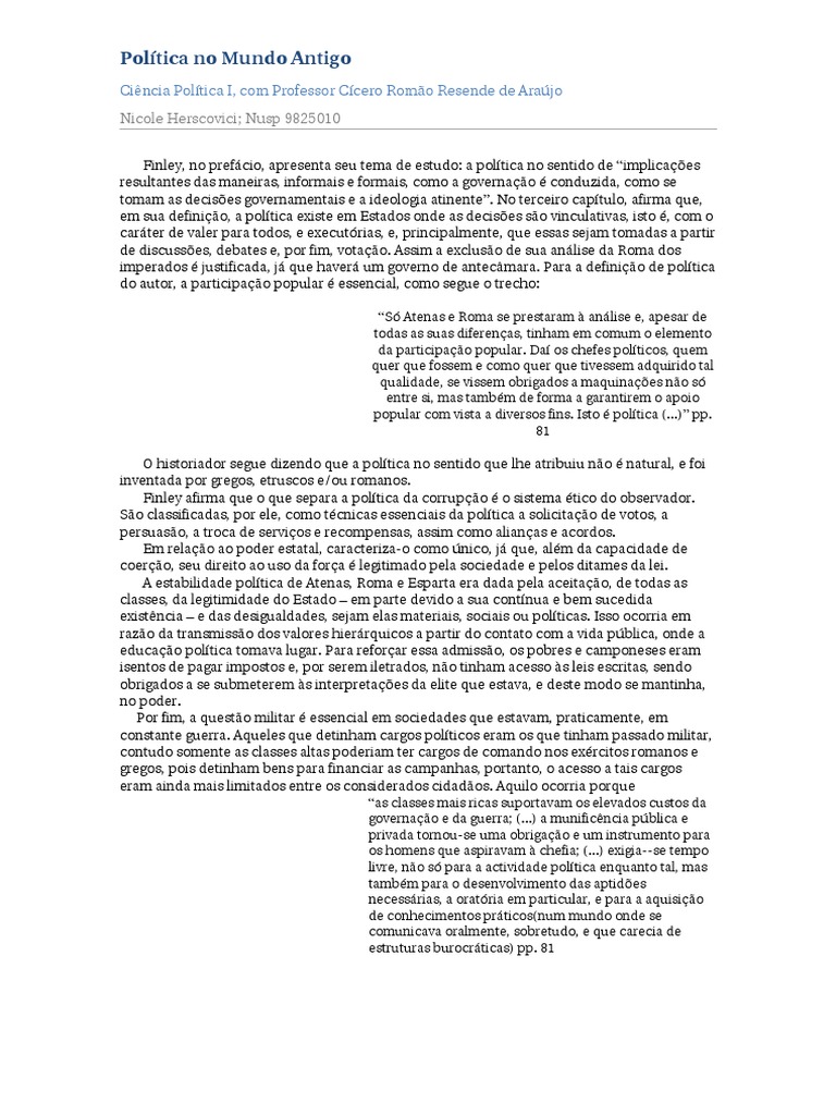 FINLEY, Moses. | PDF | Império Romano | Estado