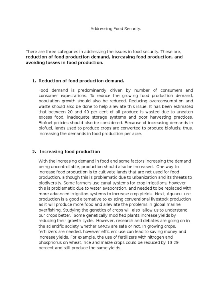 Addressing Food Security | PDF | Food Security | Natural Resource ...