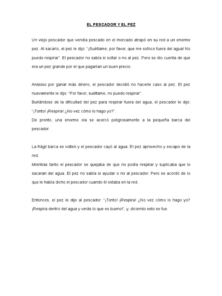 El pescador y el pez: una fábula | PDF