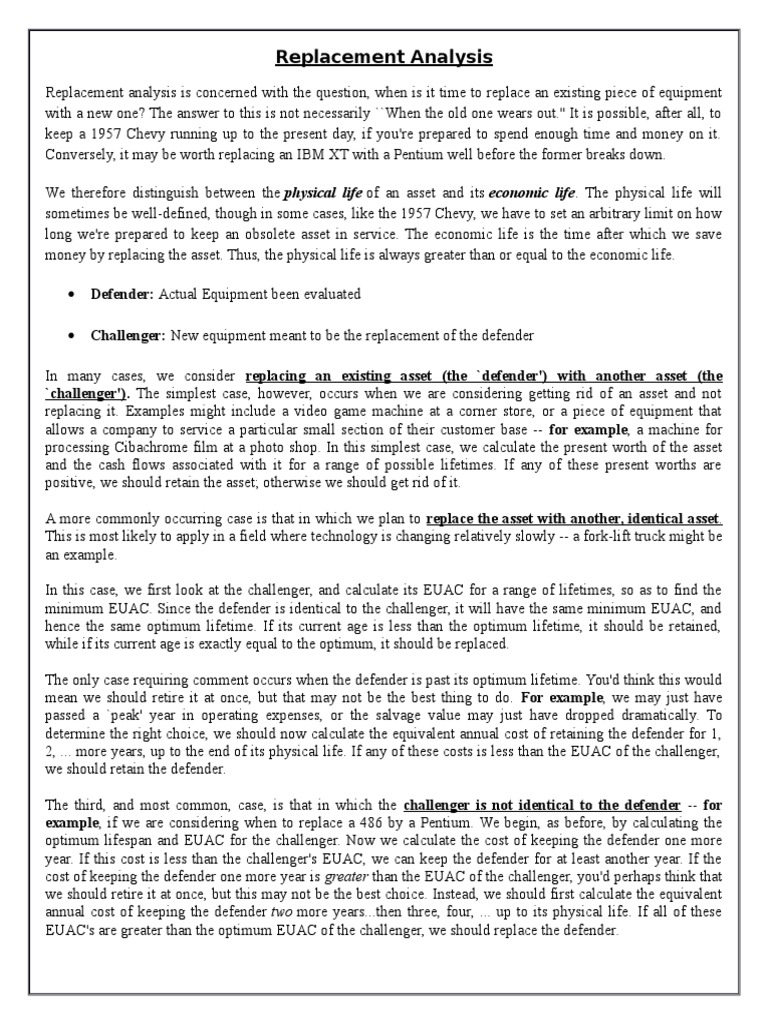 Replacement Analysis | PDF | Mathematical Optimization | Vehicles