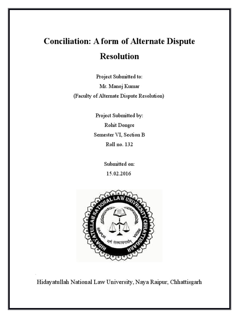 Conciliation: A Form of Alternate Dispute Resolution | PDF | Alternative Dispute Resolution ...