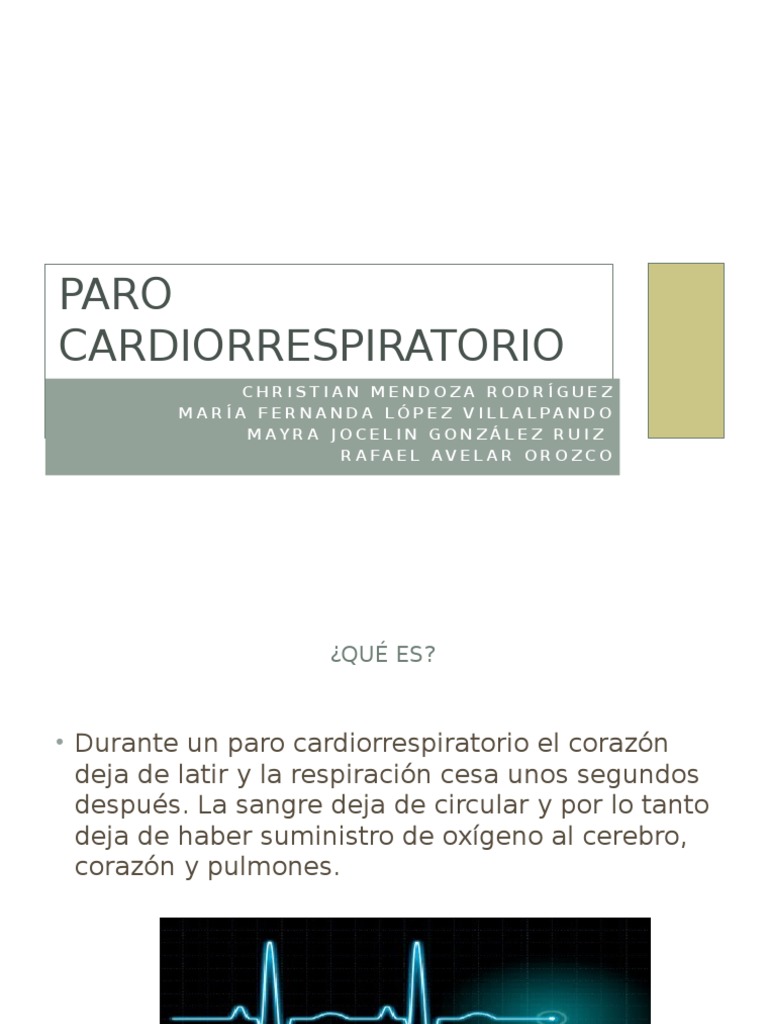 Paro Cardiorrespiratorio | Paro cardíaco | Reanimación cardiopulmonar