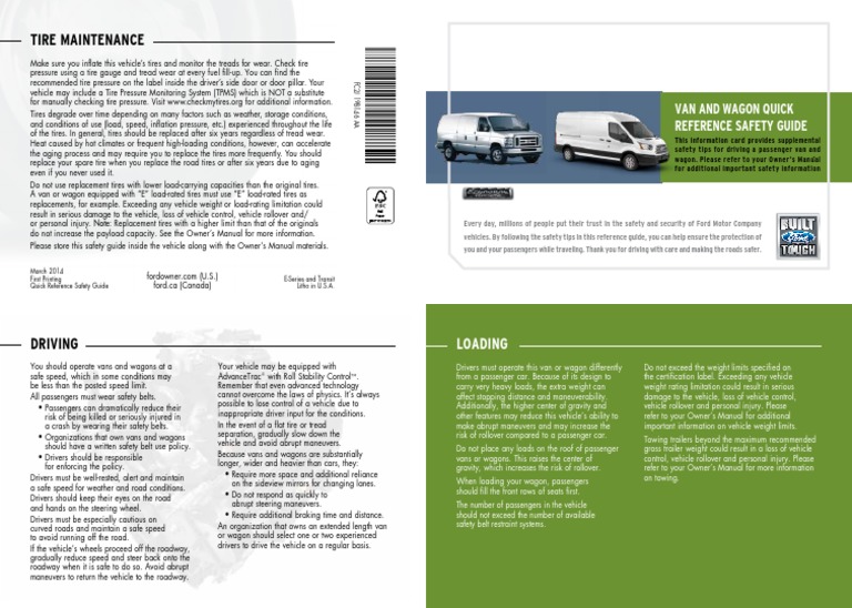 2015 Quick Reference Safety Guide Version 1 Qs en Us 3 2014 | PDF | Van ...