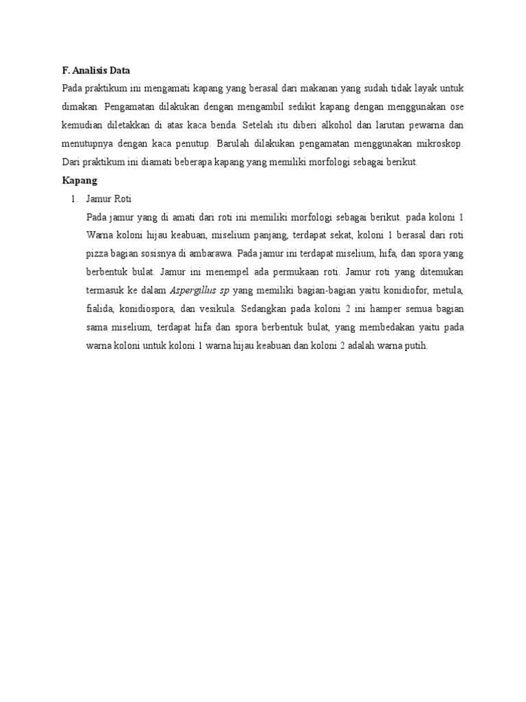 Analisis Kapang Roti | PDF