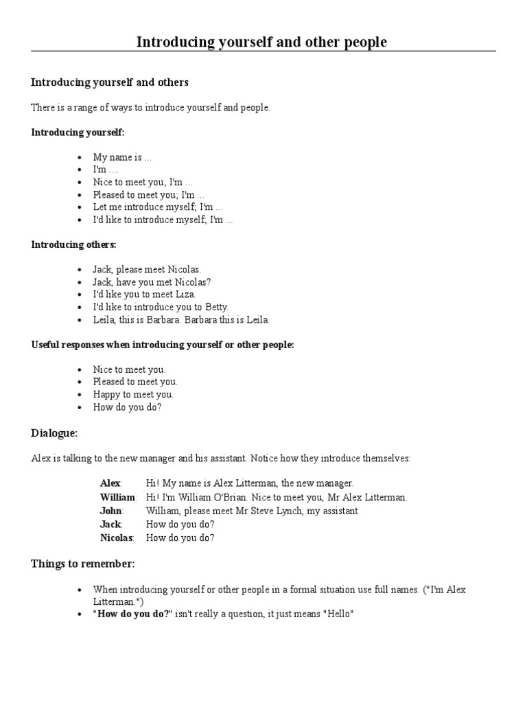 A Guide to Proper Introductions: Presenting Yourself and Others in a ...
