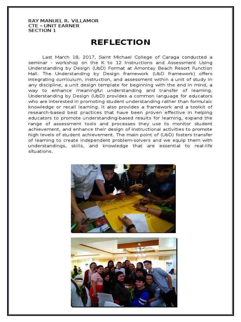 Reflection: Ray Manuel R. Villamor Cte - Unit Earner Section 1 | PDF