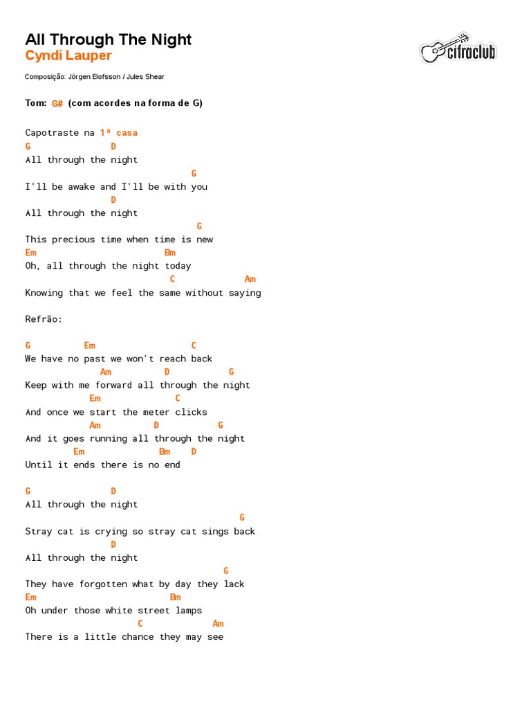 Cifra Club - Cyndi Lauper - All Through The Night | PDF | Singles ...