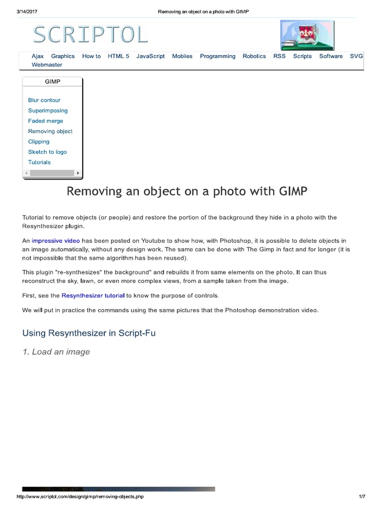 GIMP Removing Objects | PDF
