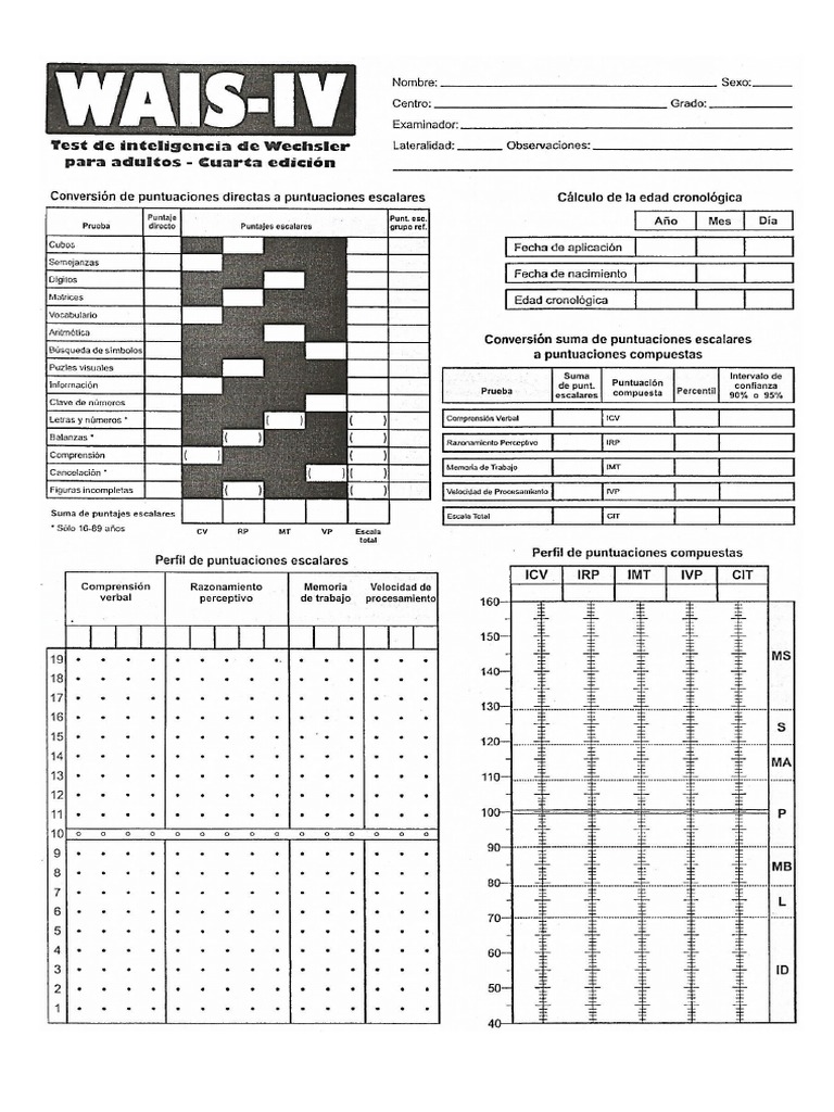 Protocolo Wais IV | PDF