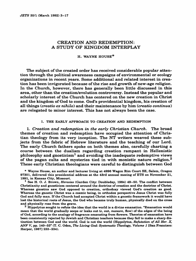 Creation And Redemption Pdf Genesis Creation Narrative Image Of God